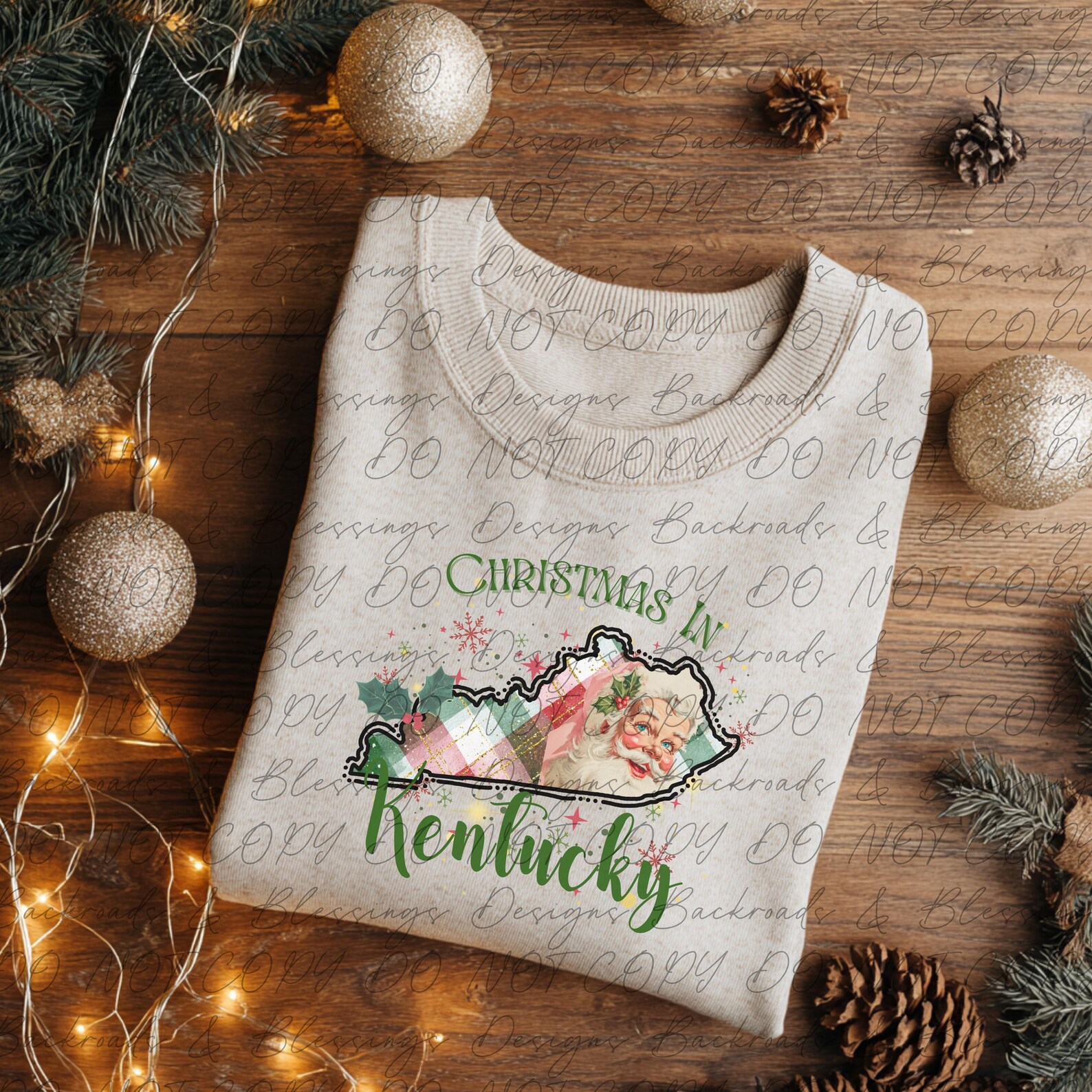 Christmas in Kentucky Png, Vintage Santa Plaid State Design, DIGITAL ...
