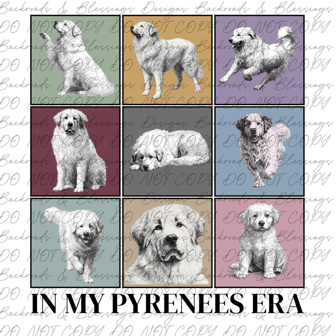 In My Pyrenees Era PNG, Vintage Color Block Dog Lover Design, (digital ...