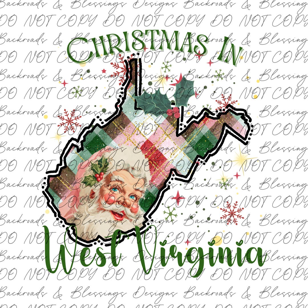Christmas in West Virginia Png, Vintage Santa Plaid State Design ...