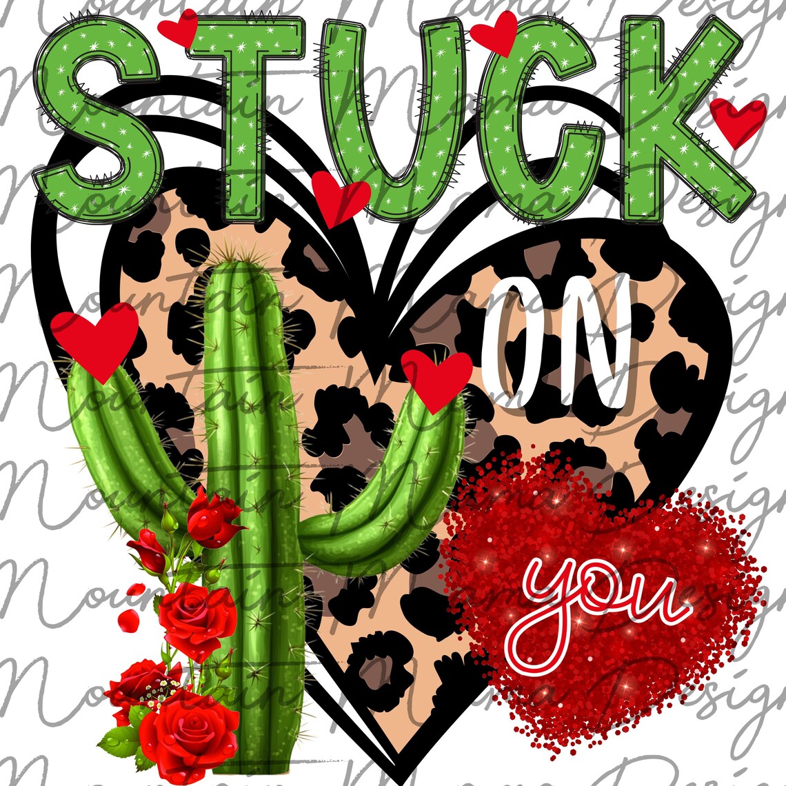Stuck on You Cactus PNG: Valentine's Day Sublimation (digital Download ...