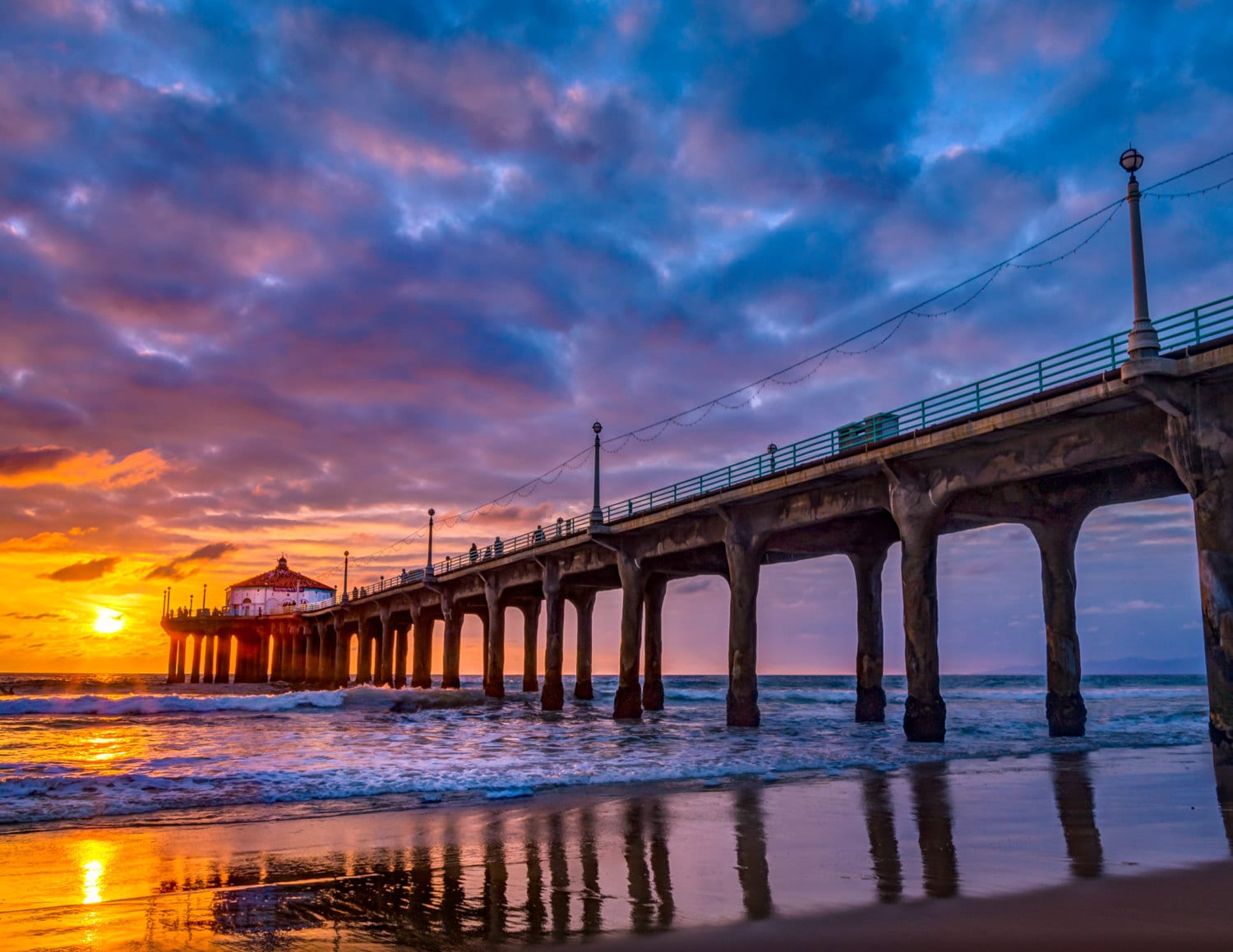 Sunset Along the Manhattan Beach Pier - Etsy