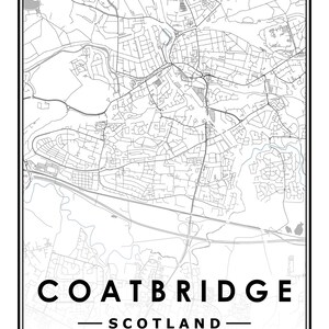 COATBRIDGE SCOTLAND Map Minimal Scandinavian Nordic Home Decoration ...