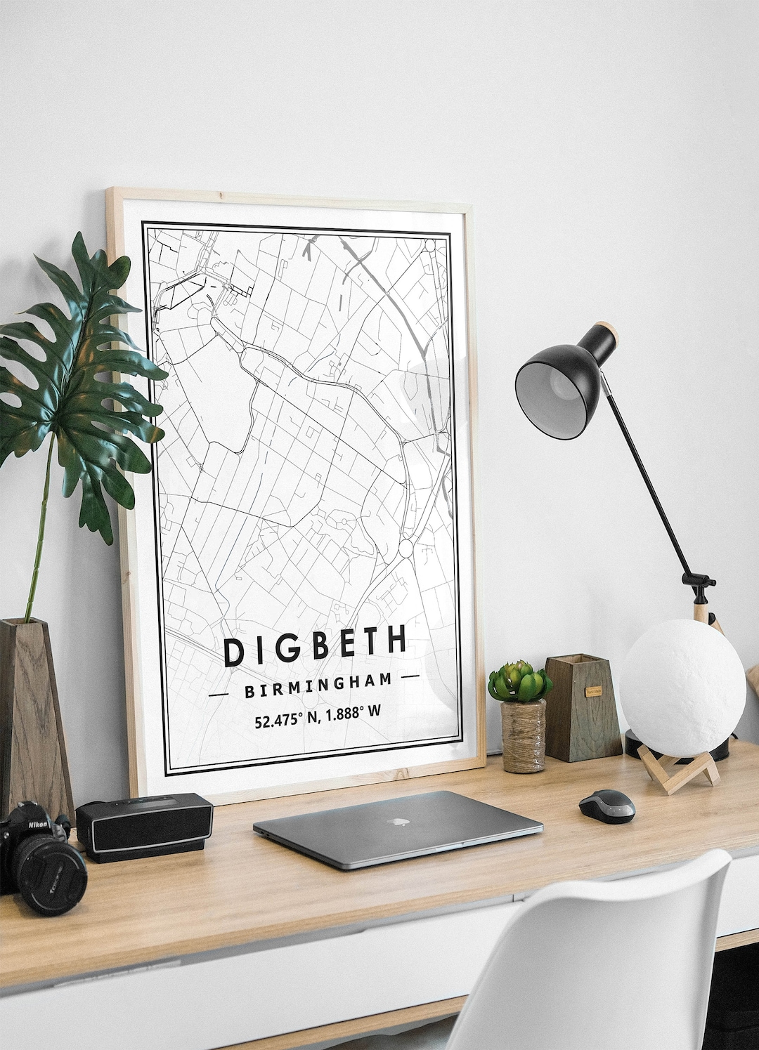 DIGBETH BIRMINGHAM Uk Map Minimal Scandinavian Nordic Home Decoration ...