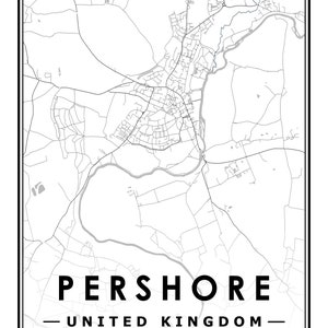 PERSHORE UK Map Minimal Scandinavian Nordic Home Decoration, Living ...