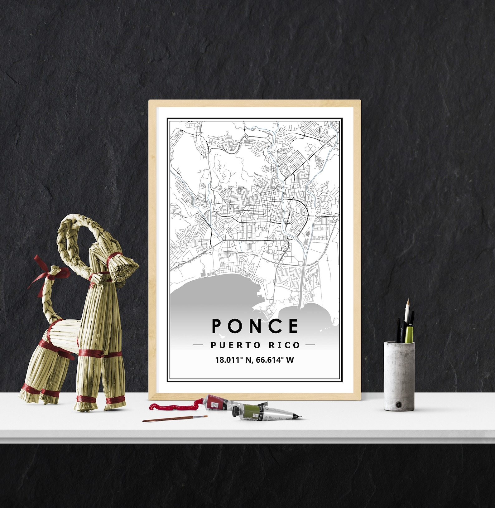 El mapa de PONCE PUERTO RICO imprime una decoración minimalista del ...