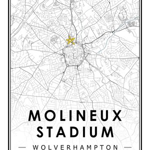 MOLINEUX STADIUM WOLVERHAMPTON Portrait Map Minimal Football Club Home ...