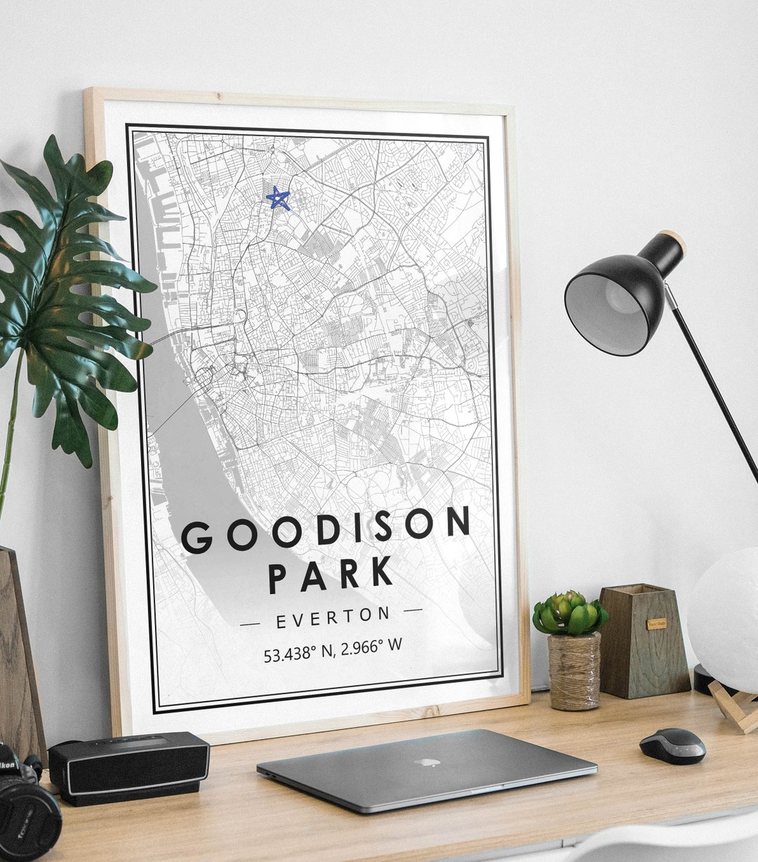 GOODISON PARK EVERTON Portrait Map Minimal Football Club Home ...