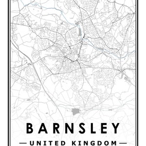 BARNSLEY UK Map Minimal Scandinavian Nordic Home Decoration, Living ...