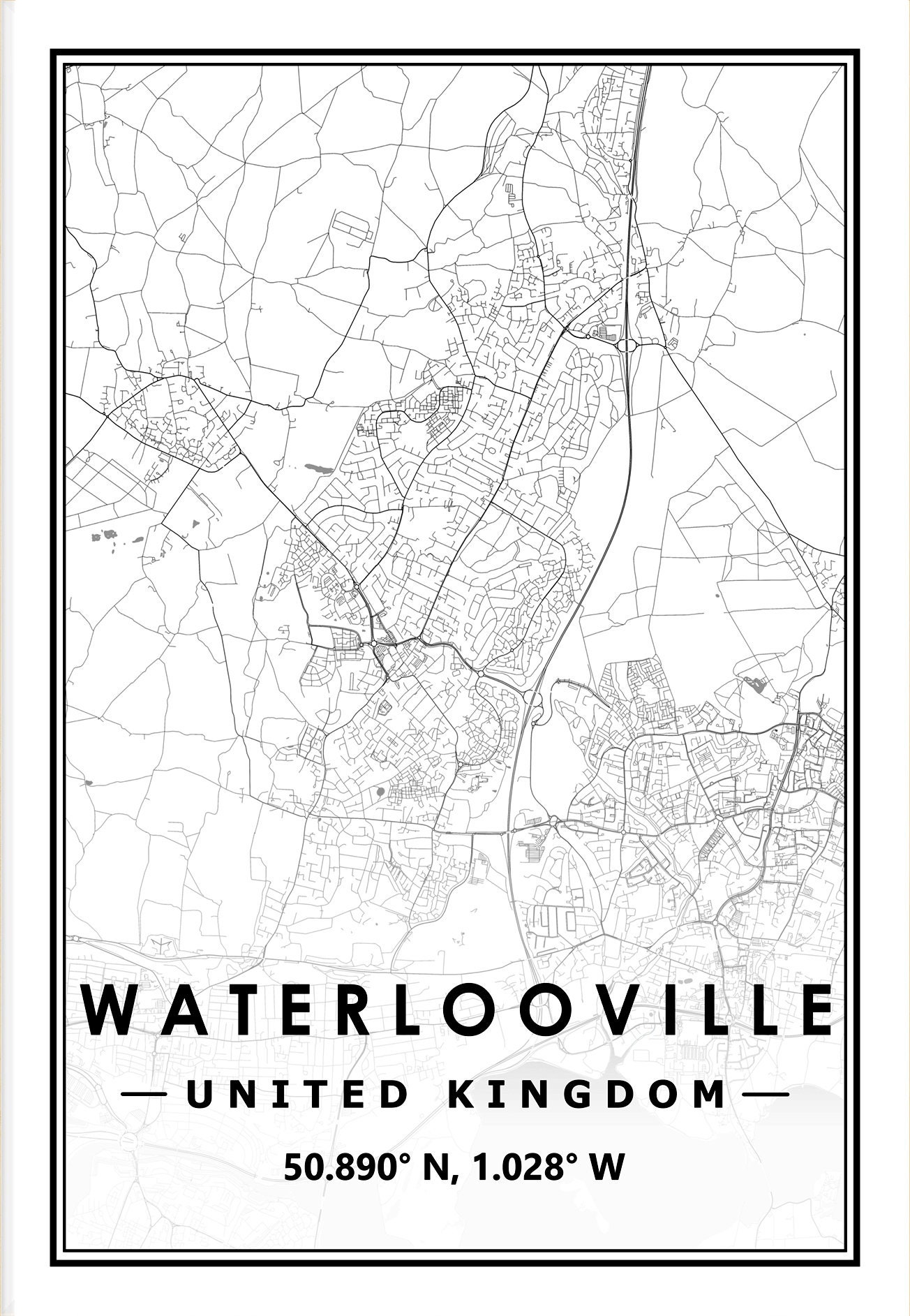 WATERLOOVILLE UK Portrait Map Minimal Scandinavian Nordic Home - Etsy UK