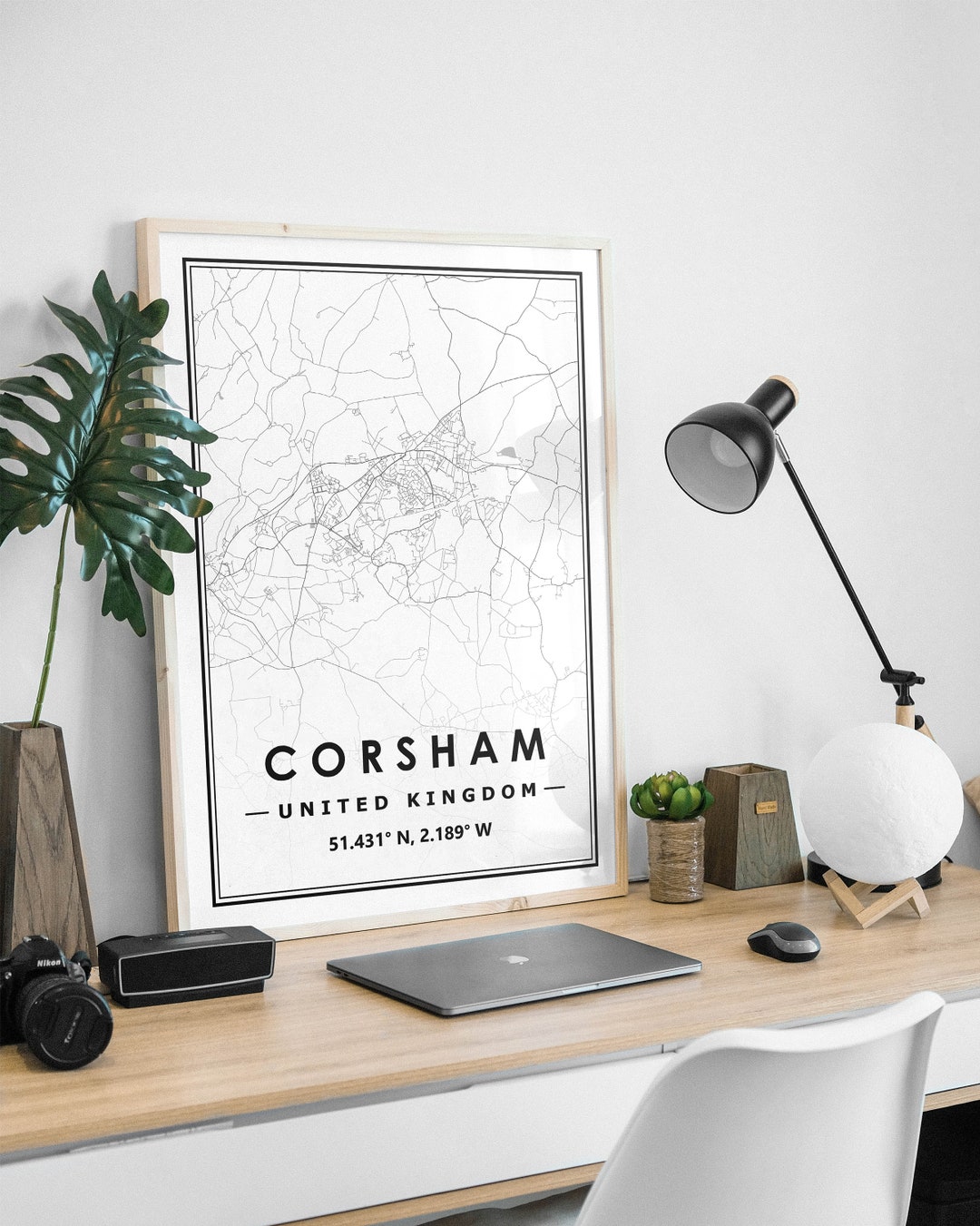 CORSHAM WILTSHIRE UK Map Minimal Scandinavian Nordic Home Decoration ...