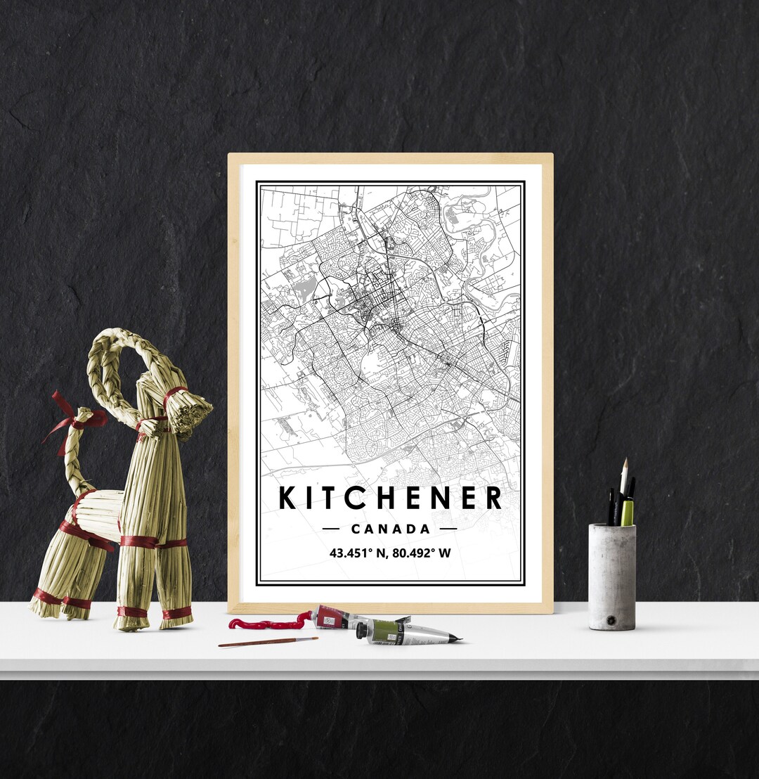 KITCHENER CANADA Map Print Minimal Scandinavian Nordic Home Decoration ...