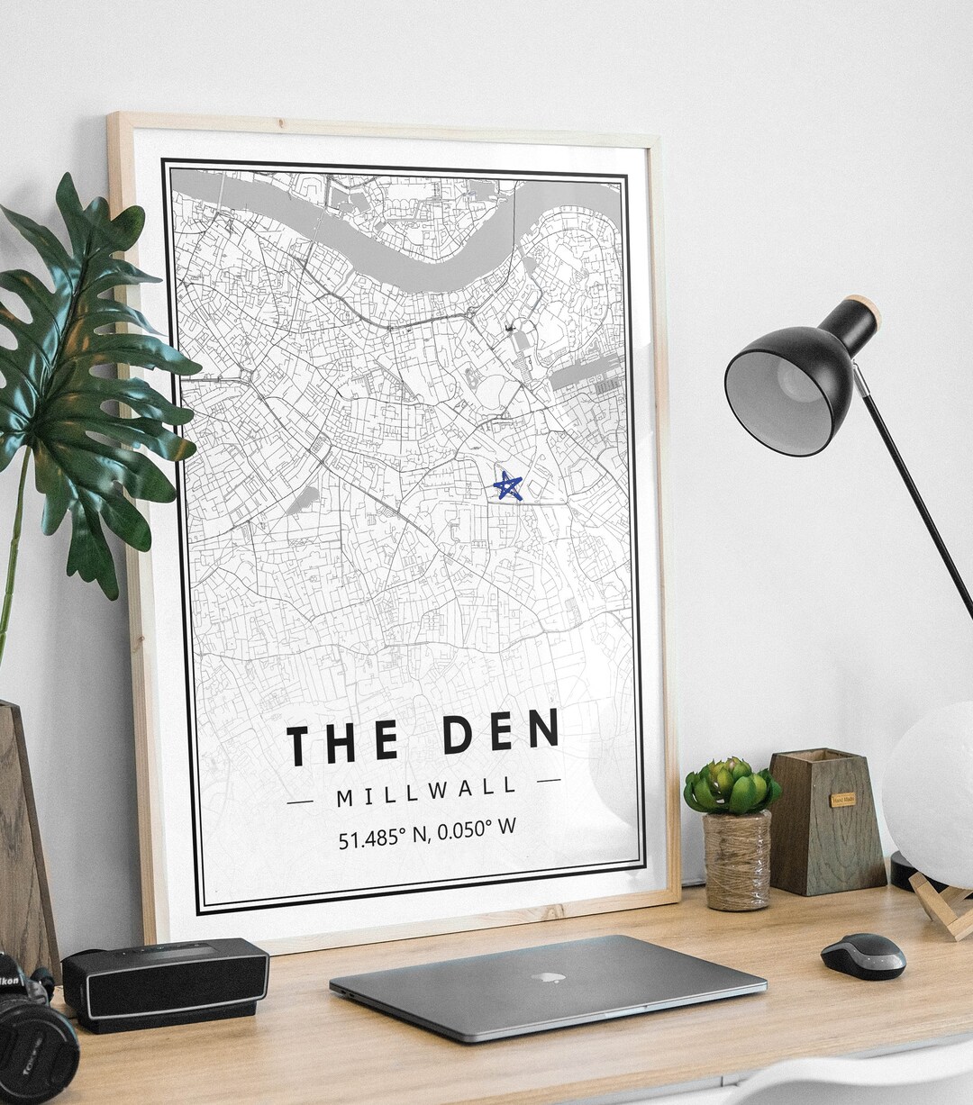 THE DEN MILLWALL Portrait Map Minimal Football Club Home Decoration ...