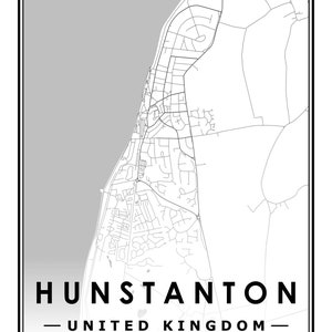 HUNSTANTON UK Portrait Map Minimal Scandinavian Nordic Home - Etsy UK