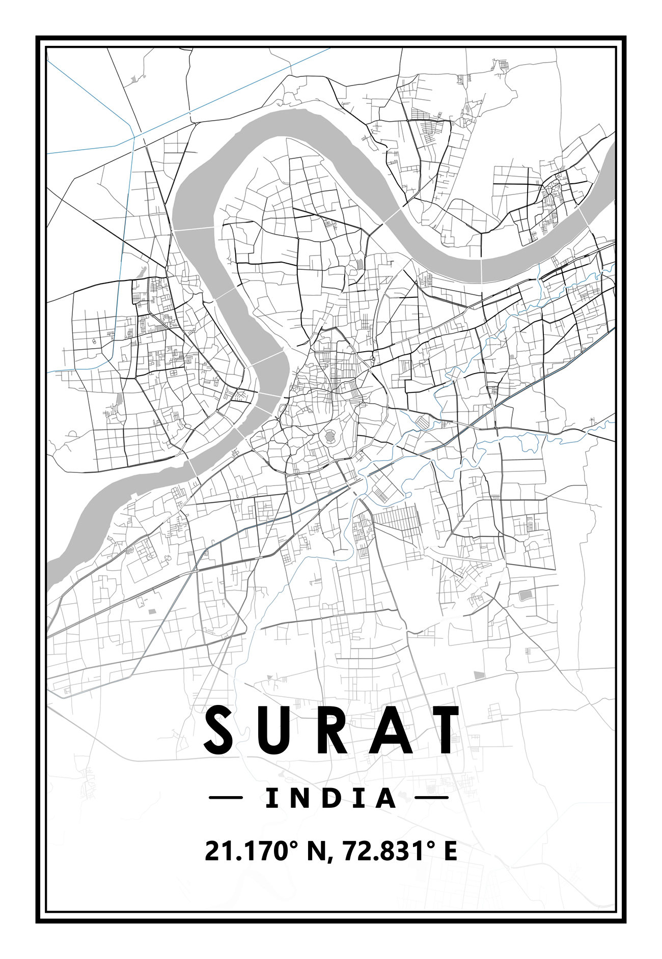 SURAT INDIA Map Minimal Scandinavian Nordic Home Decoration, Living ...