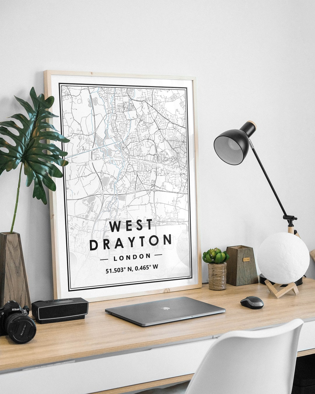 WEST DRAYTON LONDON Uk Map Minimal Scandinavian Nordic Home Decoration ...