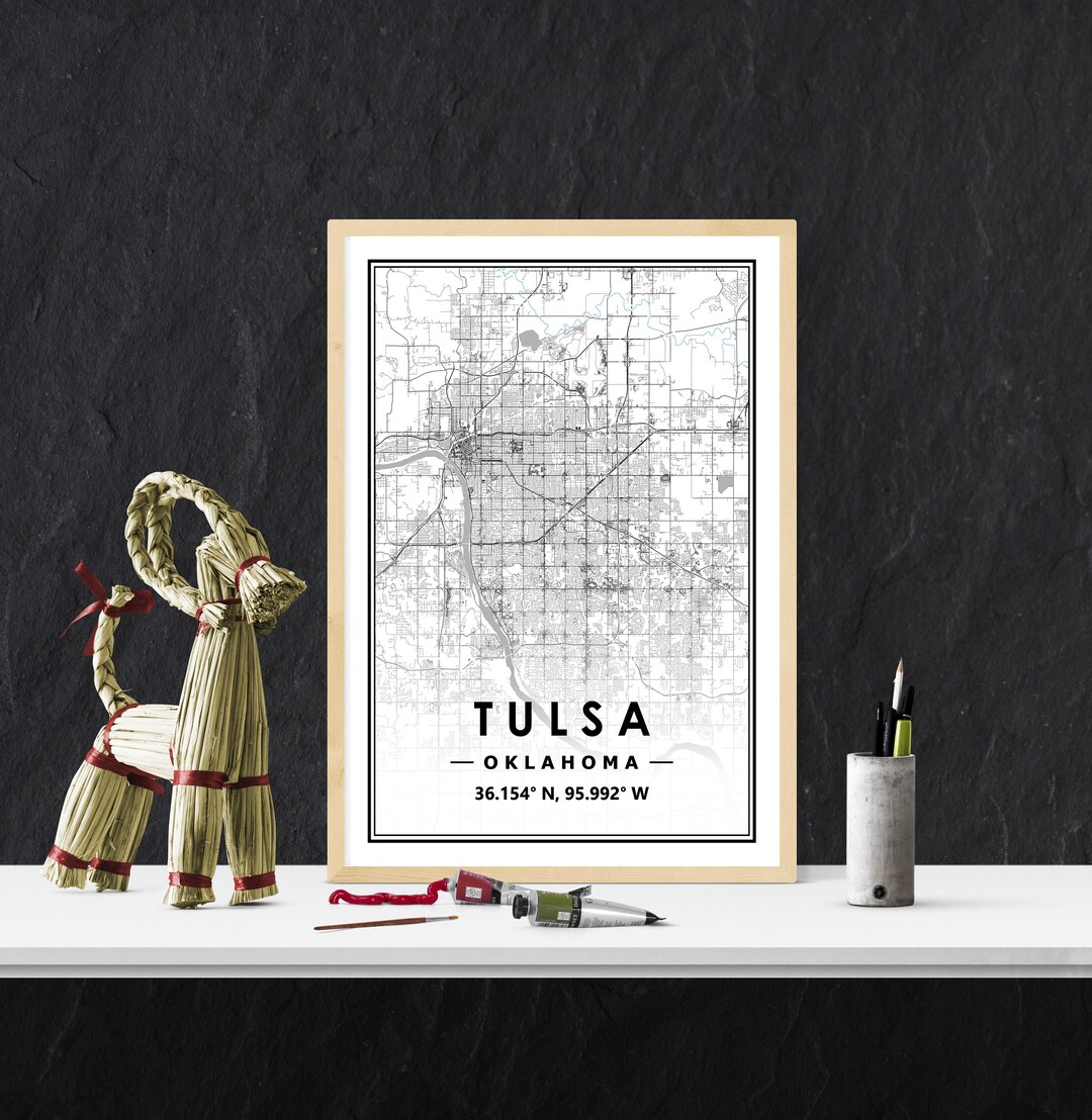 TULSA USA Map Print Minimal Scandinavian Nordic Home Decoration, Living ...