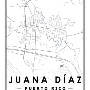 JUANA DÍAZ PUERTO Rico Map Prints Minimal Scandinavian Nordic Home ...