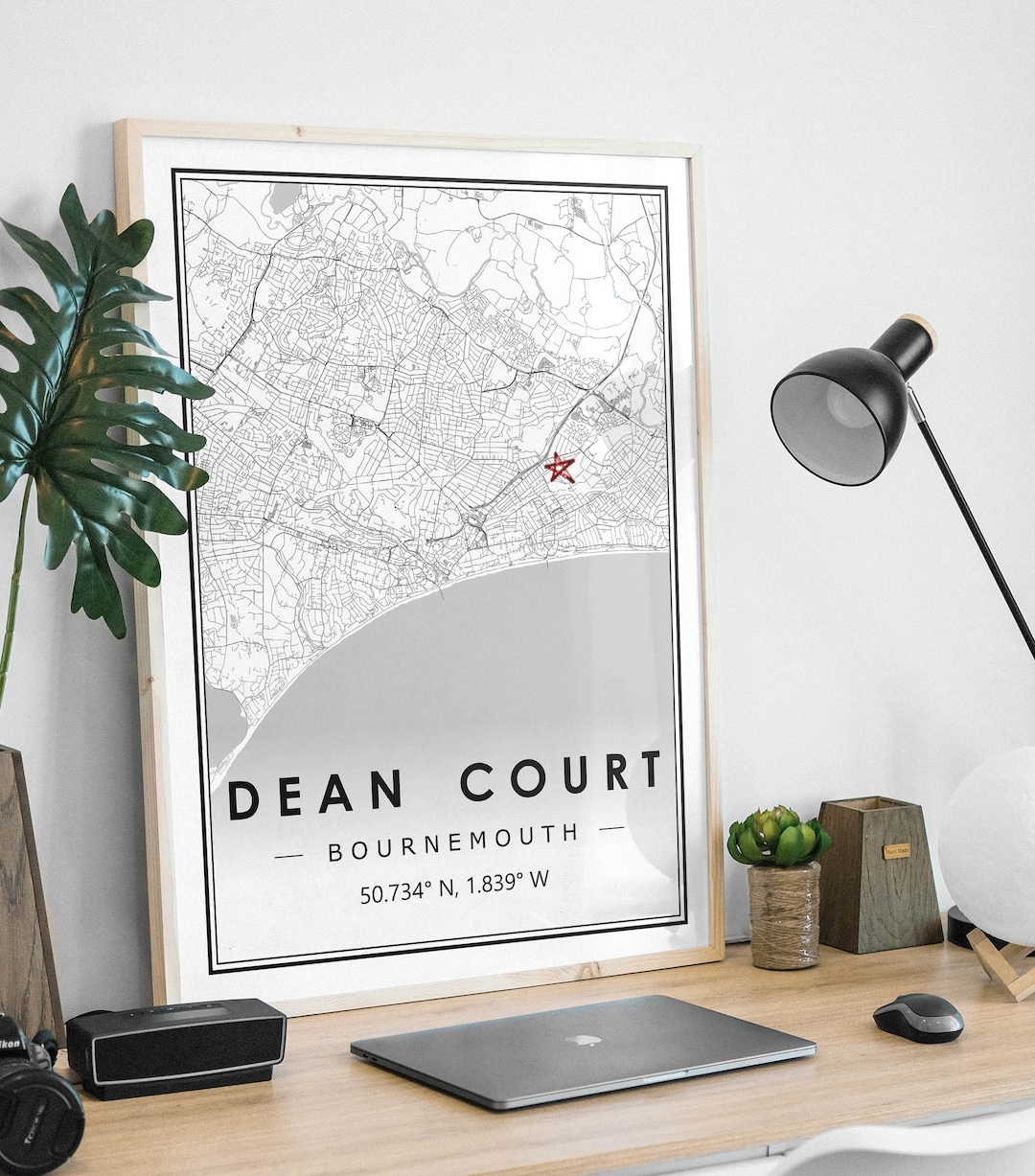 DEAN COURT BOURNEMOUTH Portrait Map Minimal Football Club Home ...