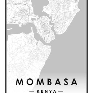 MOMBASA KENYA Map Prints Minimal Scandinavian Nordic Home Decoration ...