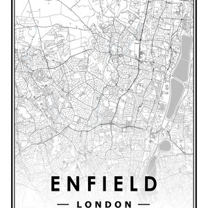 ENFIELD LONDON UK Portrait Map Minimal Scandinavian Nordic - Etsy UK