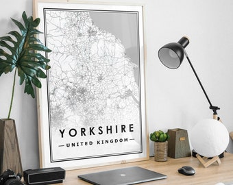 Yorkshire Map Print - Etsy UK