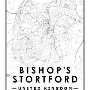 BISHOP'S STORTFORD UK Map Minimal Scandinavian Nordic Home Decoration ...