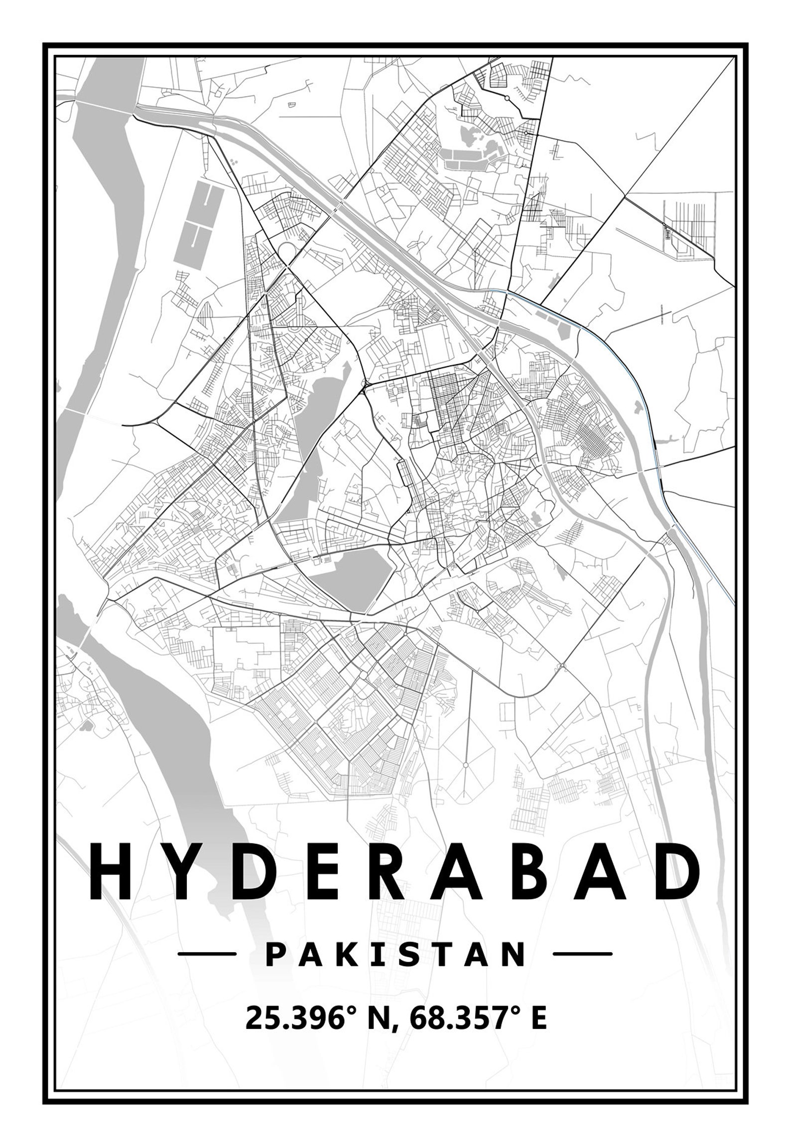 HYDERABAD PAKISTAN Portrait Map Prints Minimal Scandinavian - Etsy Canada