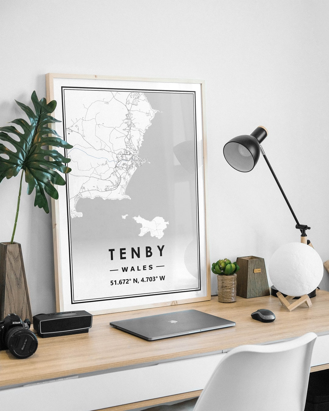 TENBY WALES Map Minimal Scandinavian Nordic Home Decoration, Living ...
