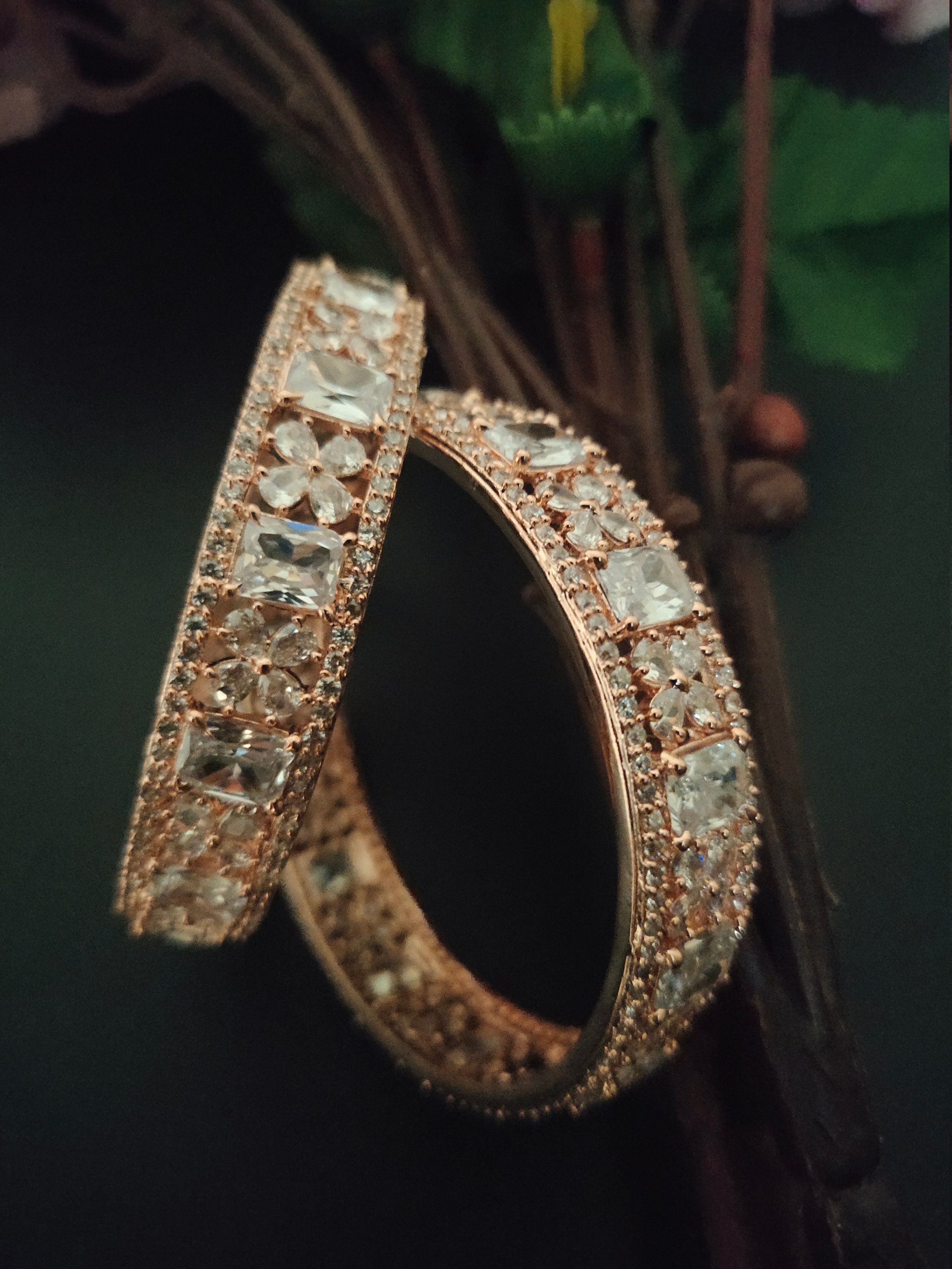 Uncut CZ Diamond Bangles/ Statement jewelry/ Statement Bangle/ | Etsy