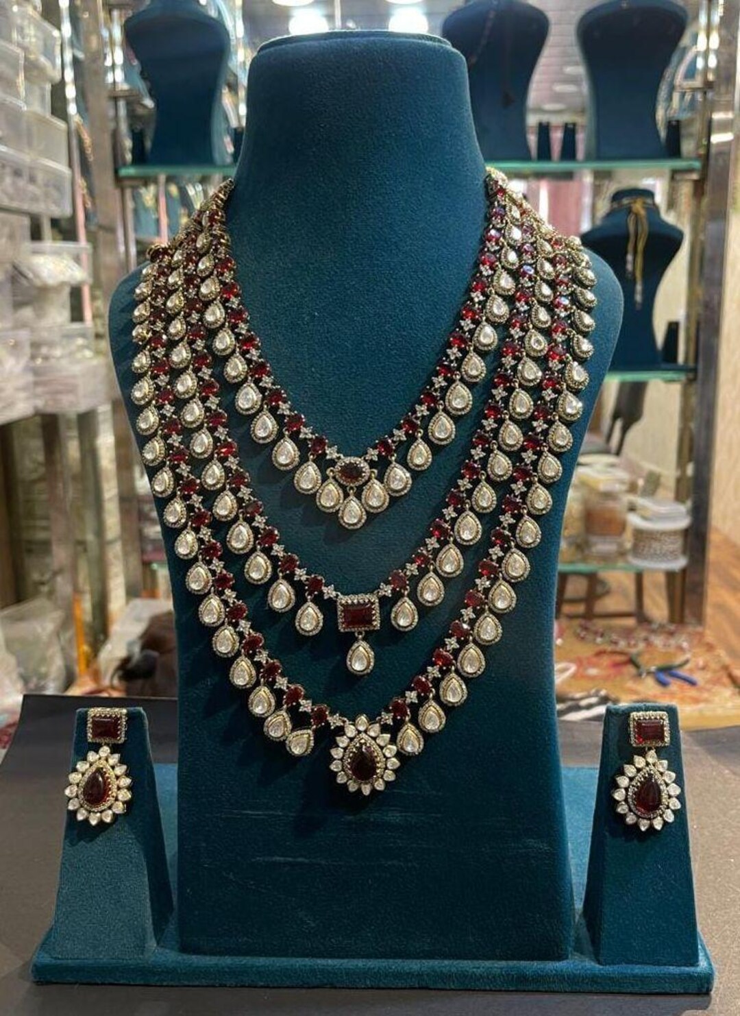 Long Rani Haar Bollywood Style Partywear Rani Haar Set With Earrings ...