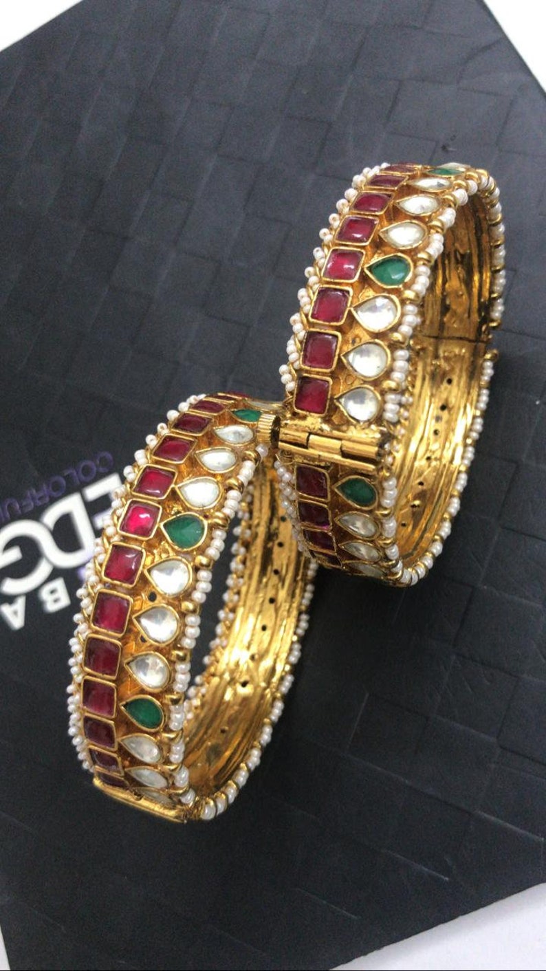 Pachi Kundan Bangals Designs in Gold /screw Openable - Etsy