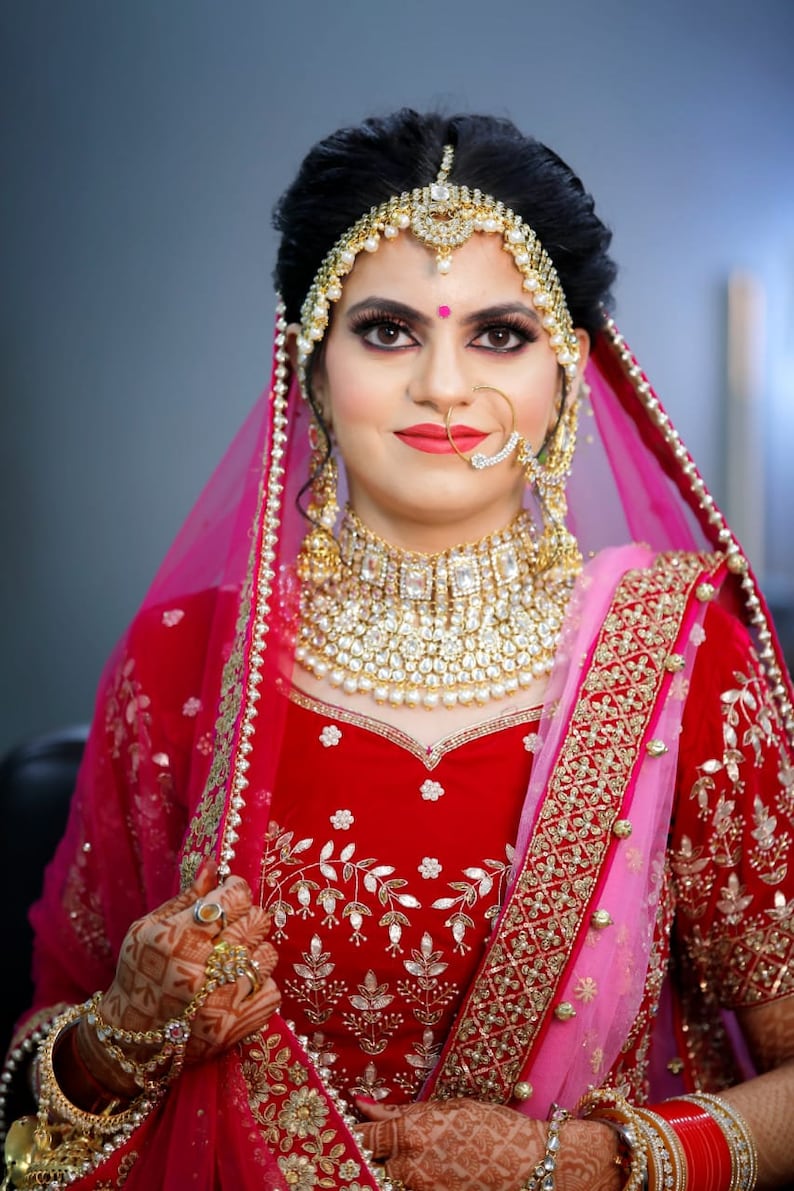 Gold Plated Bridal Dulhan Full Wedding Jewelry Set in Golden - Etsy ...