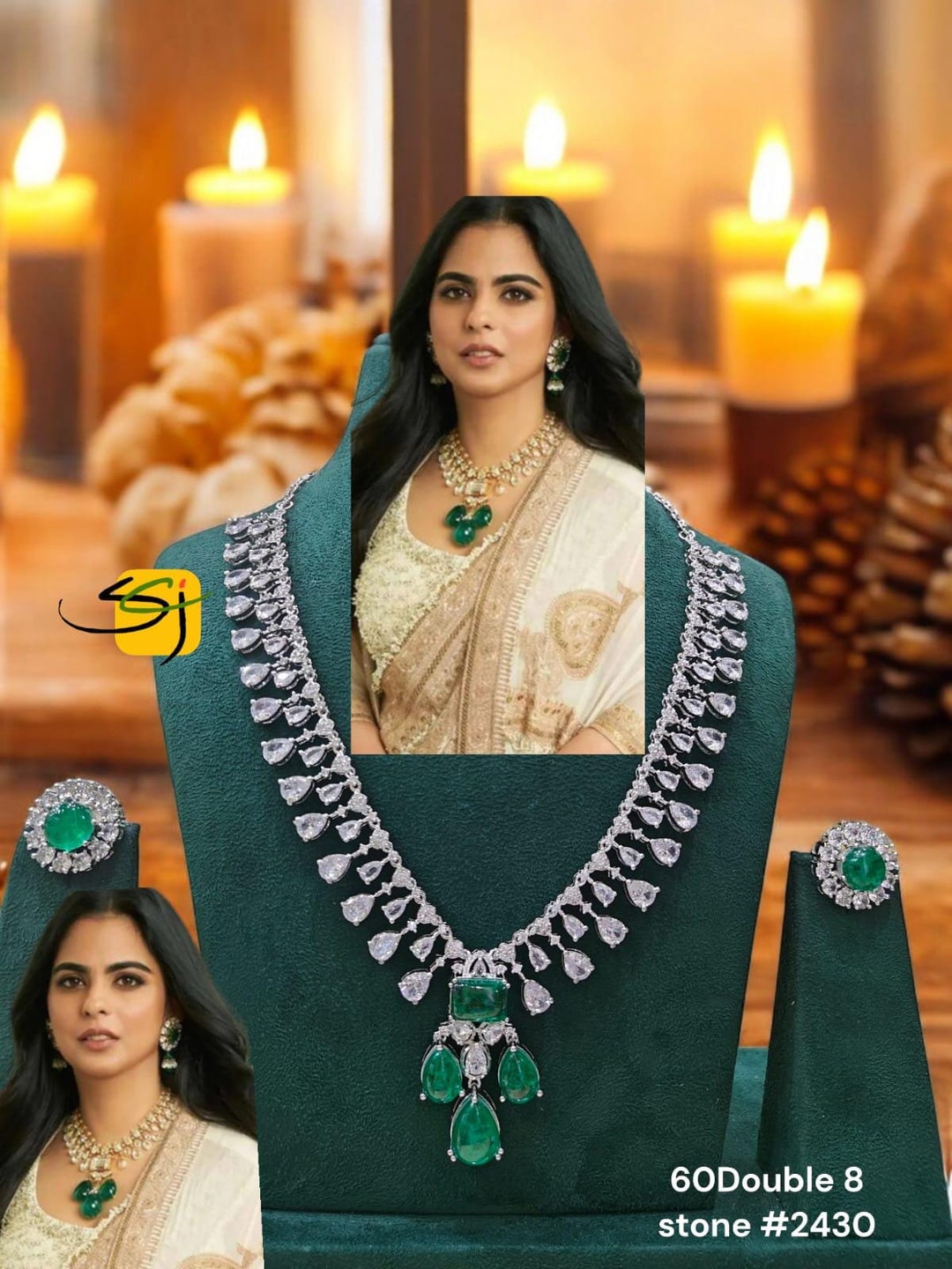 Esha Ambani Inspired Necklace American Diamond Necklace LUXURY Silver ...