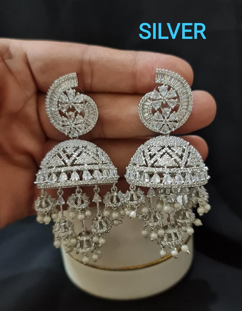 Rose Gold /silver CZ American Diamond Jhumki/ Small Jhumka/ CZ - Etsy