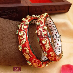 Pearl Kundan Meenakari Work Bangles/indian Wedding Jewelry/kundan ...