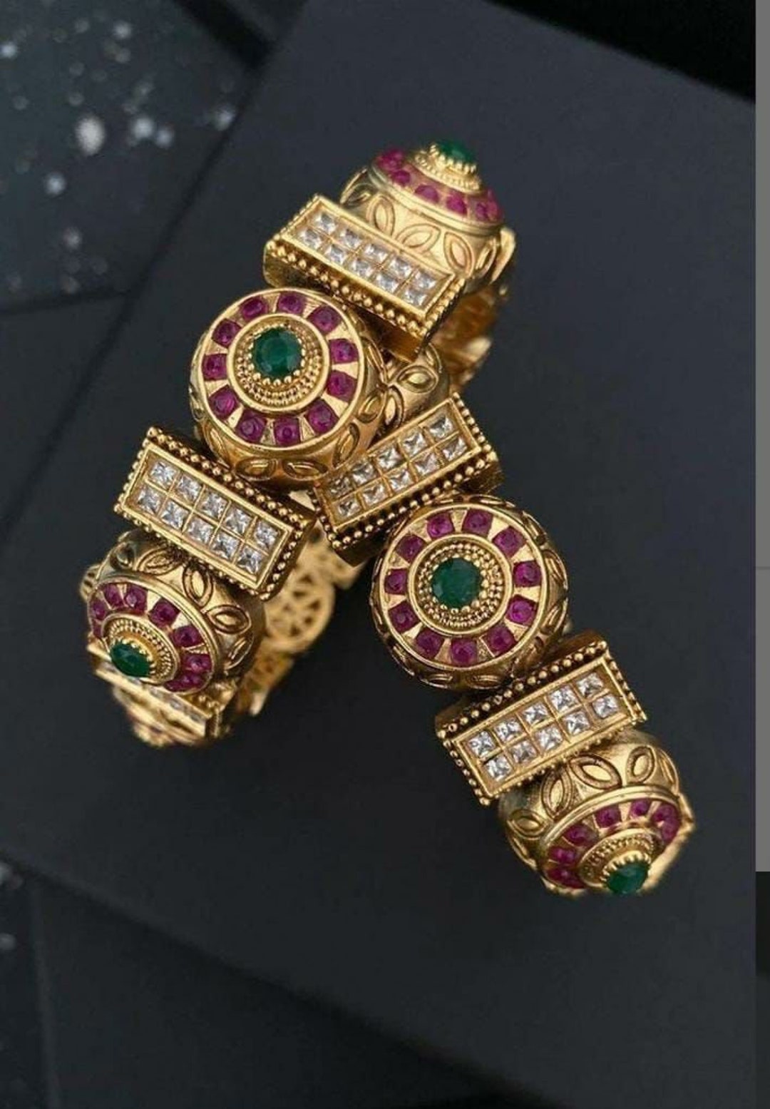 Gold Meenakari Rajwadi Bangles / Pachali Bangles / Meenakari Kada ...