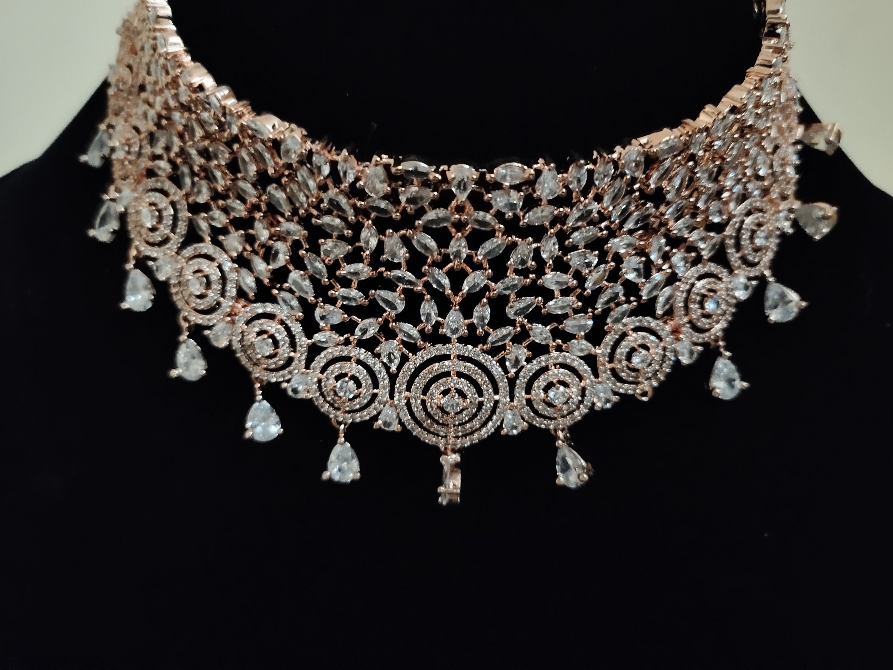 Wedding prom necklace clear white cubic zirconia luxury | Etsy