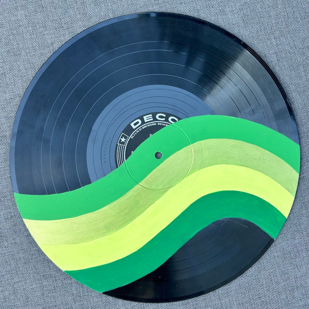 Green Stripe Record | Painted Vinyl Record | Shades of Green Acrylic ...