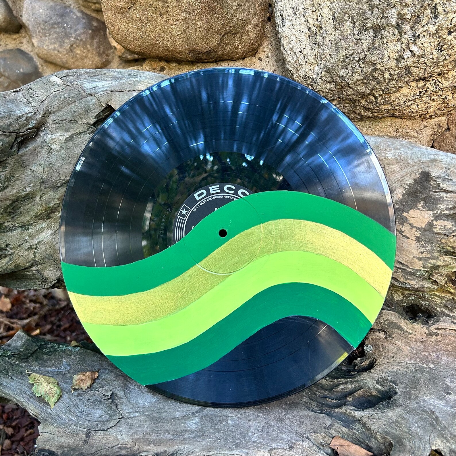 Green Stripe Record | Painted Vinyl Record | Shades of Green Acrylic ...