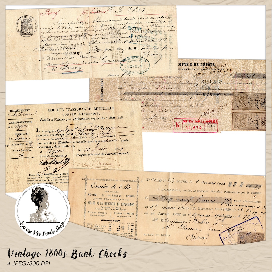 Vintage French Receipt Ephemera: Junk Journal Paper (digital Download ...
