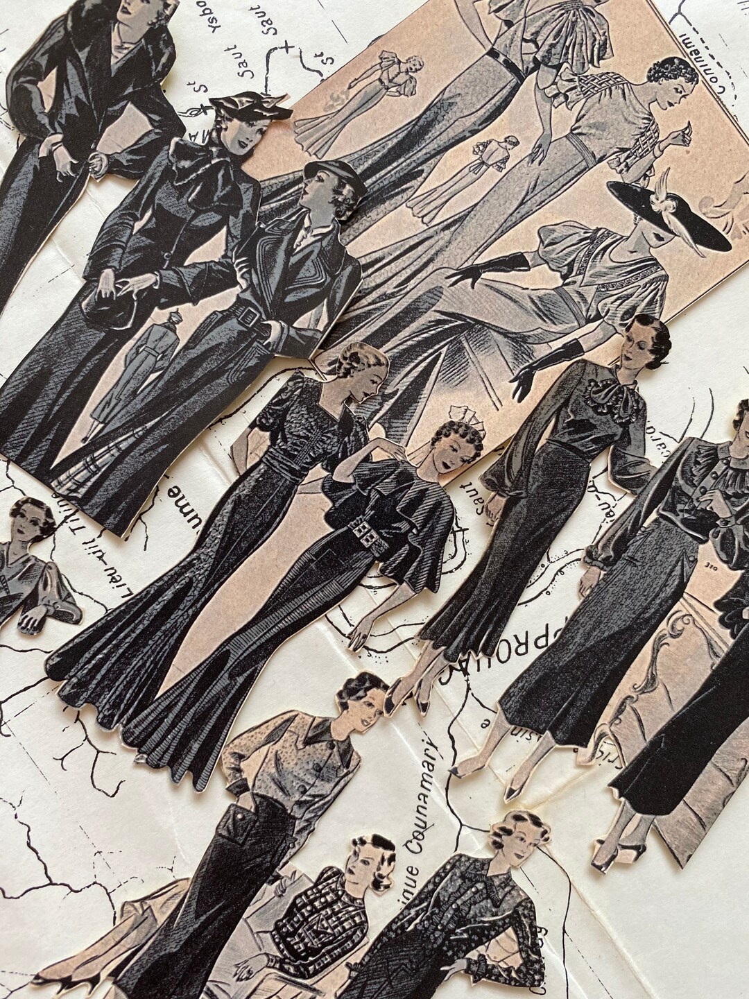 1950s Fashion Stickers, Vintage Ladies Stickers, Black and White ...