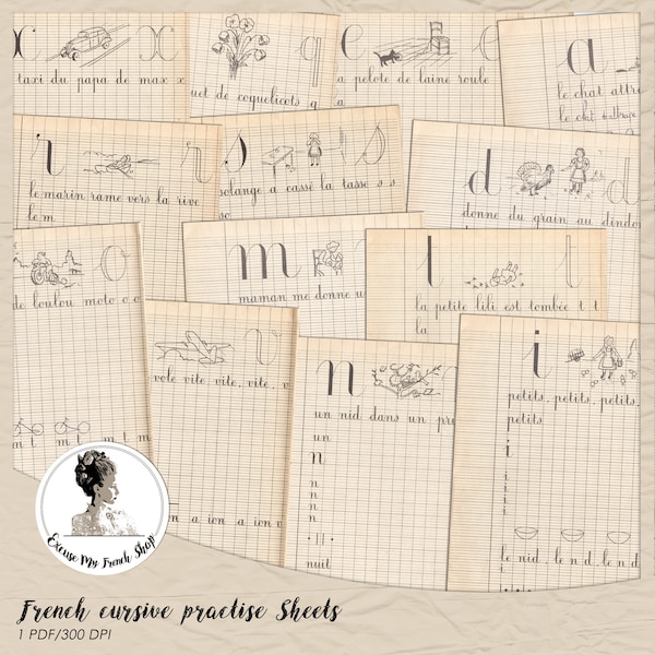 Cursive Practice Sheets - Etsy
