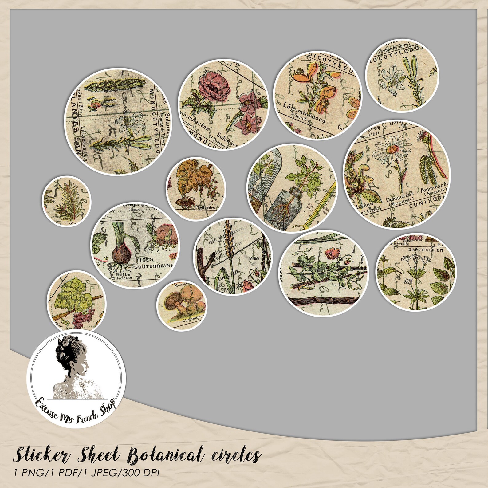 Printable Sticker Sheet Digital Botanical Sticker Sheet - Etsy