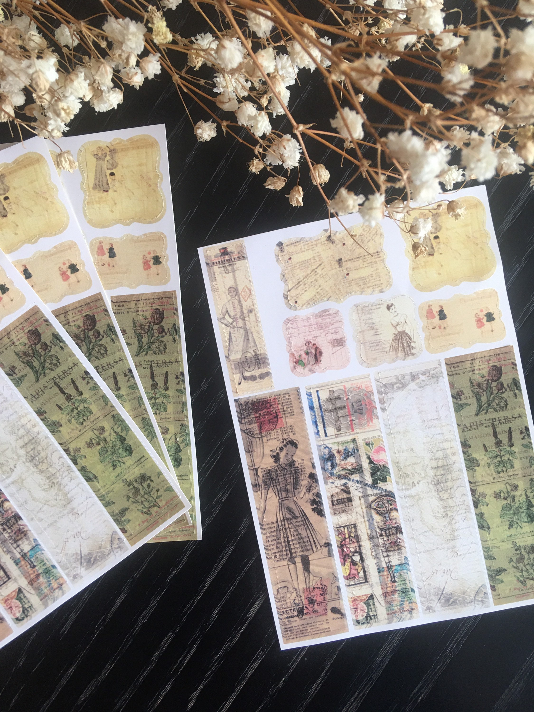 Vintage Style Sticker Sheet Kiss Cut Mini Stickers Handmade - Etsy