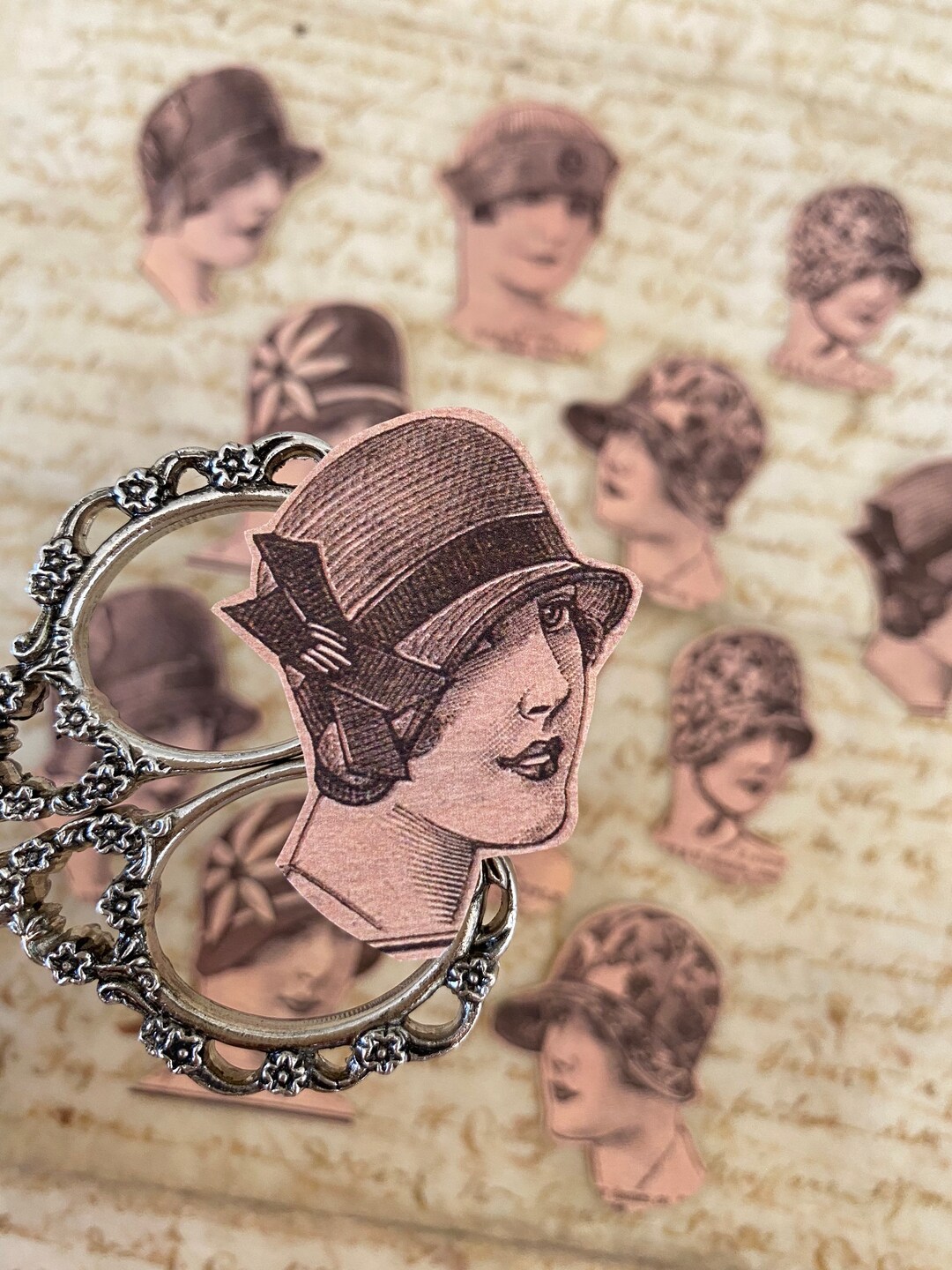 Vintage Women Faces Stickers | Girls Portraits Stickers | Kraft Color ...