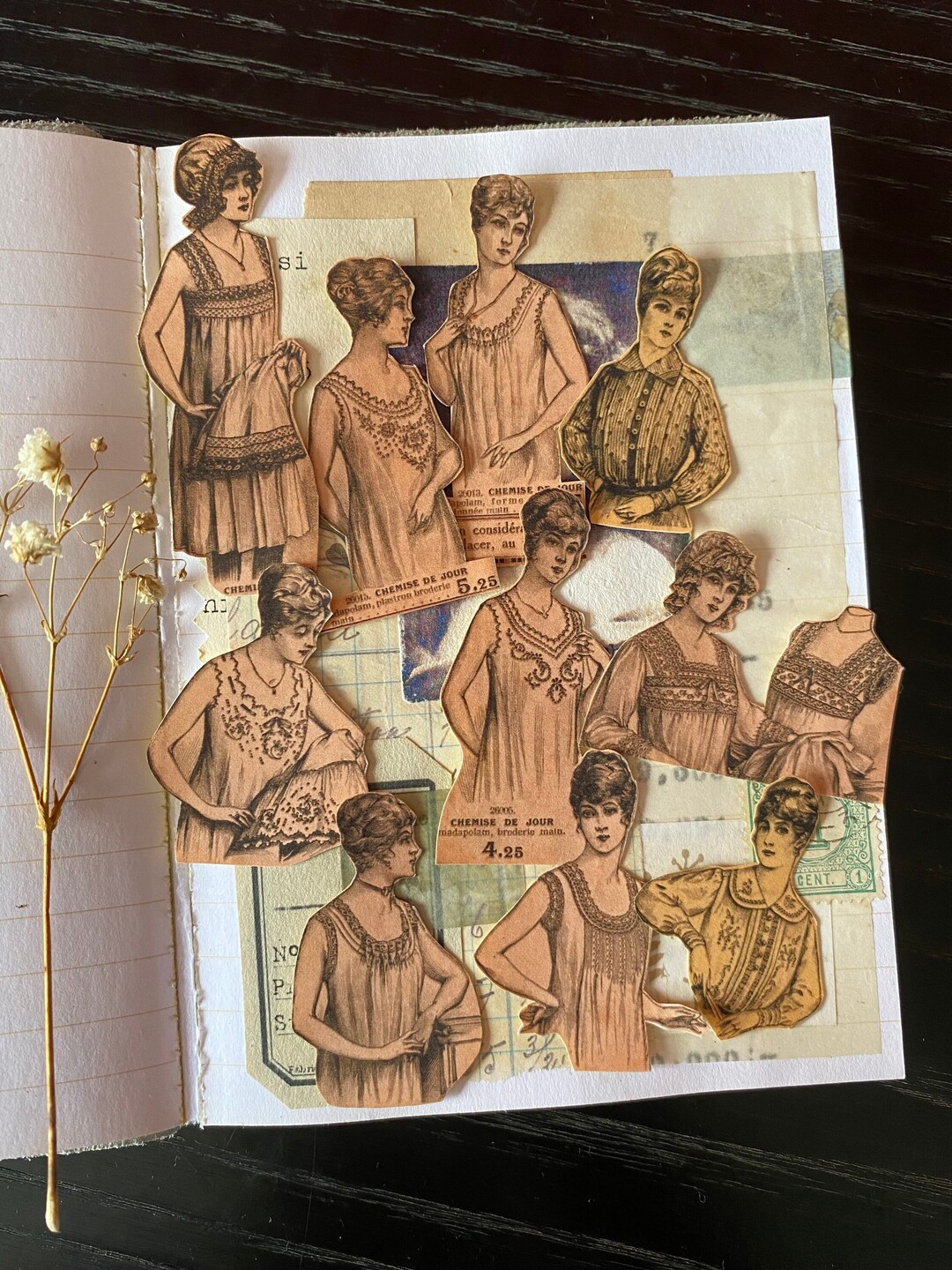 Sepia Shade Sticker Pack Tiny Stickers of Vintage Girls Kraft Color ...