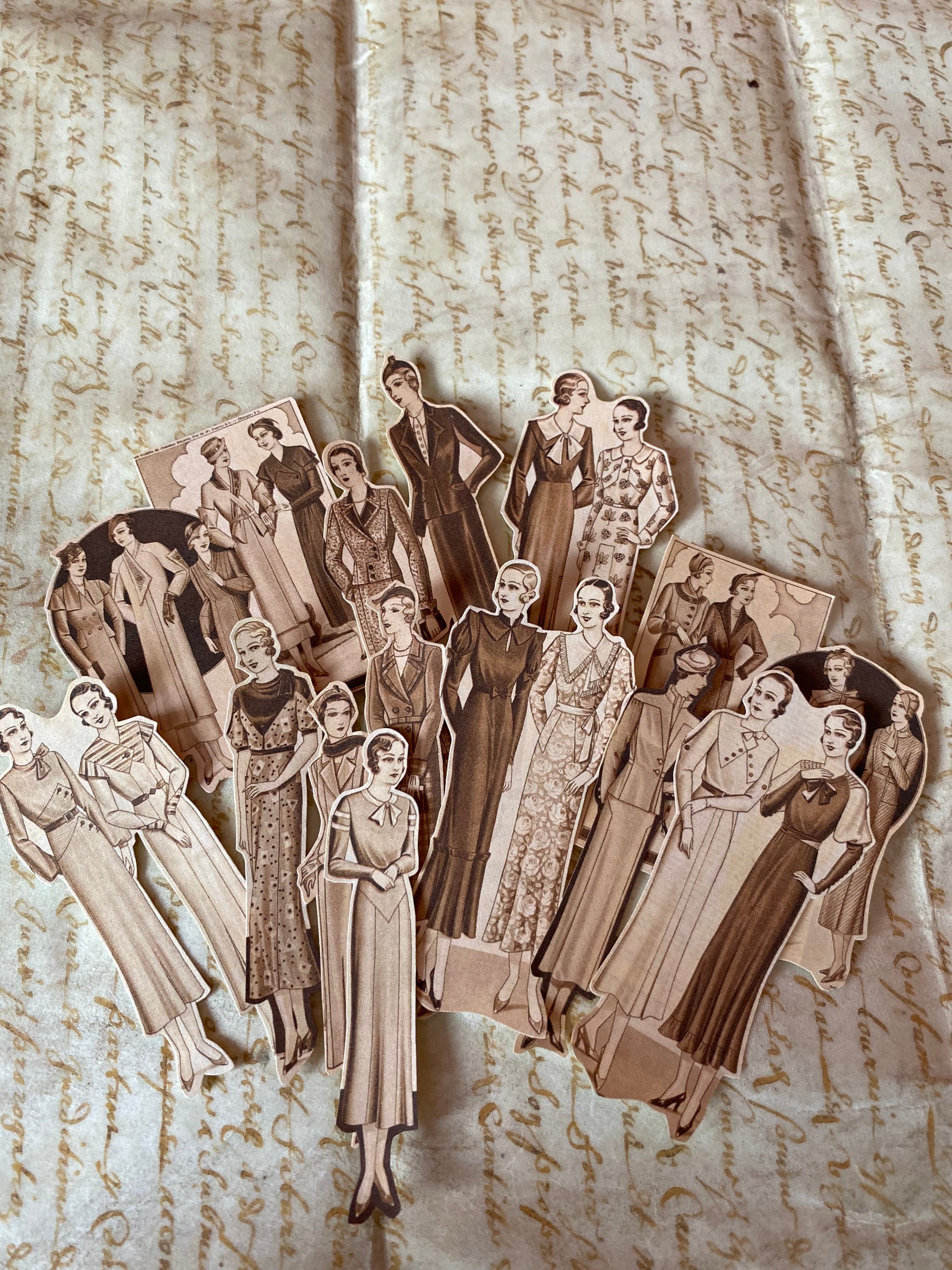 Sepia Girls Stickers Vintage Ladies Stickers 1929s Style - Etsy