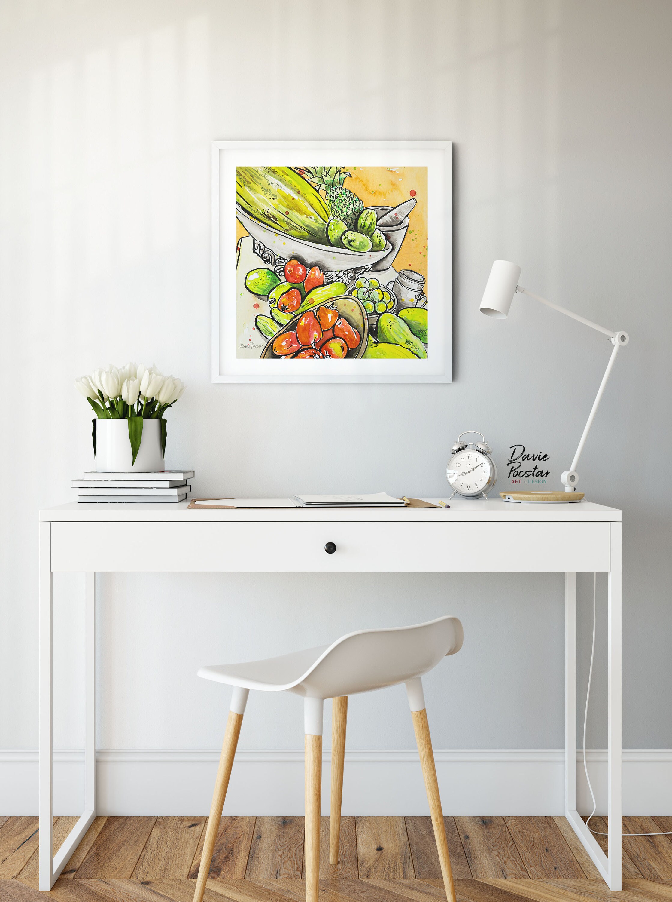 Tropical Fruit and Produce Watercolor Art Print, Food Art Print, Foodie ...