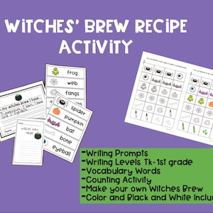 Witches Brew Writing Activity - Halloween - Kindergarten - TK - First ...