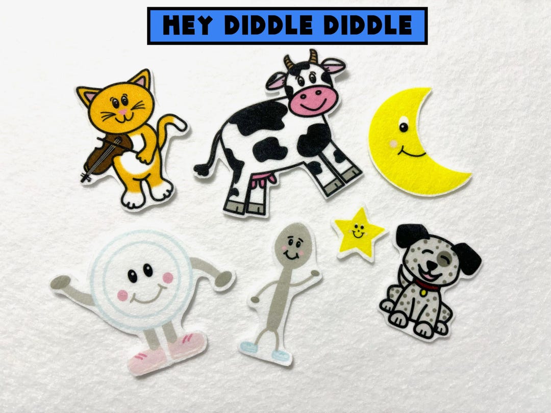 Hey Diddle Diddle Felt Board Story Set: Nursery Rhyme Learning - Etsy
